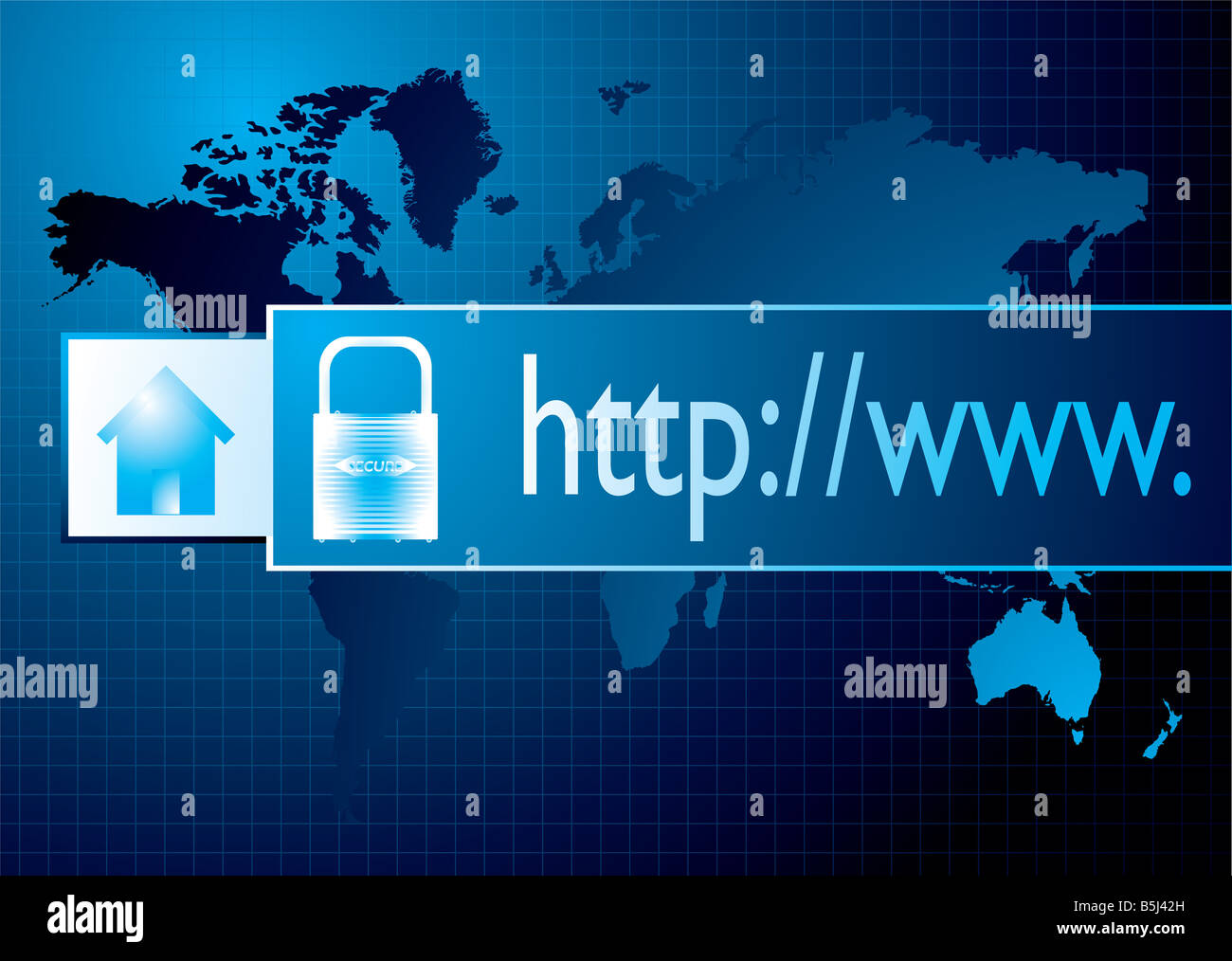 Secure illustrated web search with blue background grid Stock Photo - Alamy