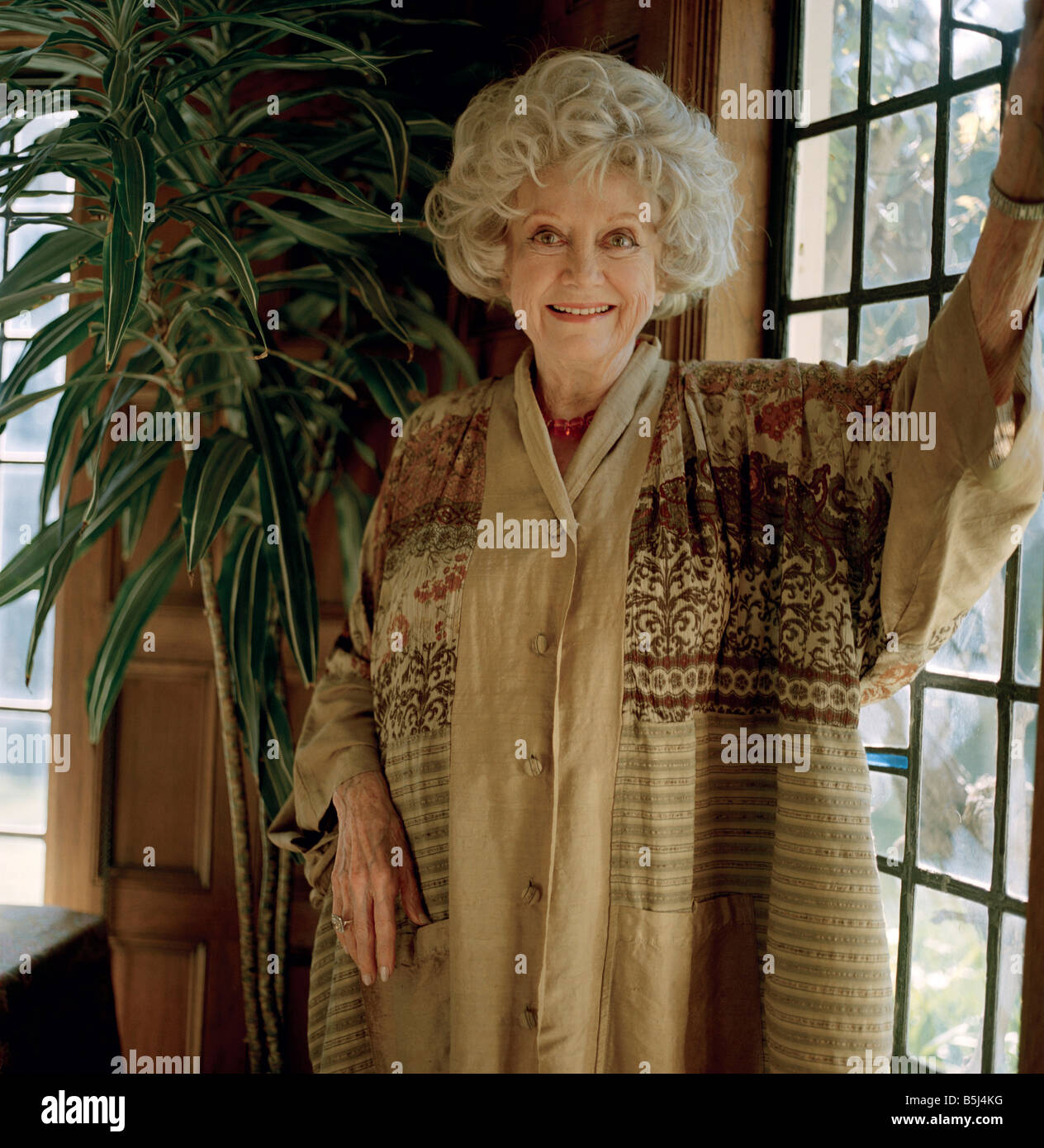 American stand up comedian and actress Phyllis Diller at her home in ...