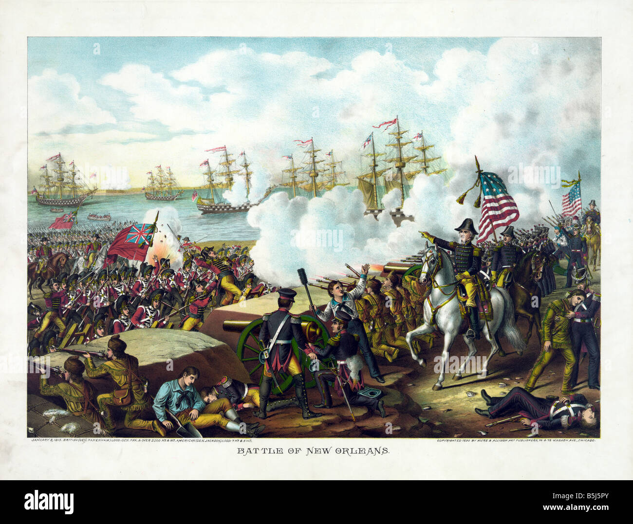 The Battle of New Orleans between American and British forces 1812 ...