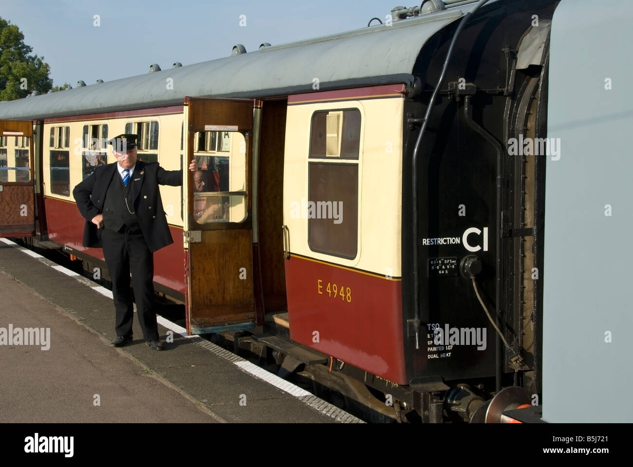 Railway Guard on the Great Central Railway at Quorn Station, Leicester ...