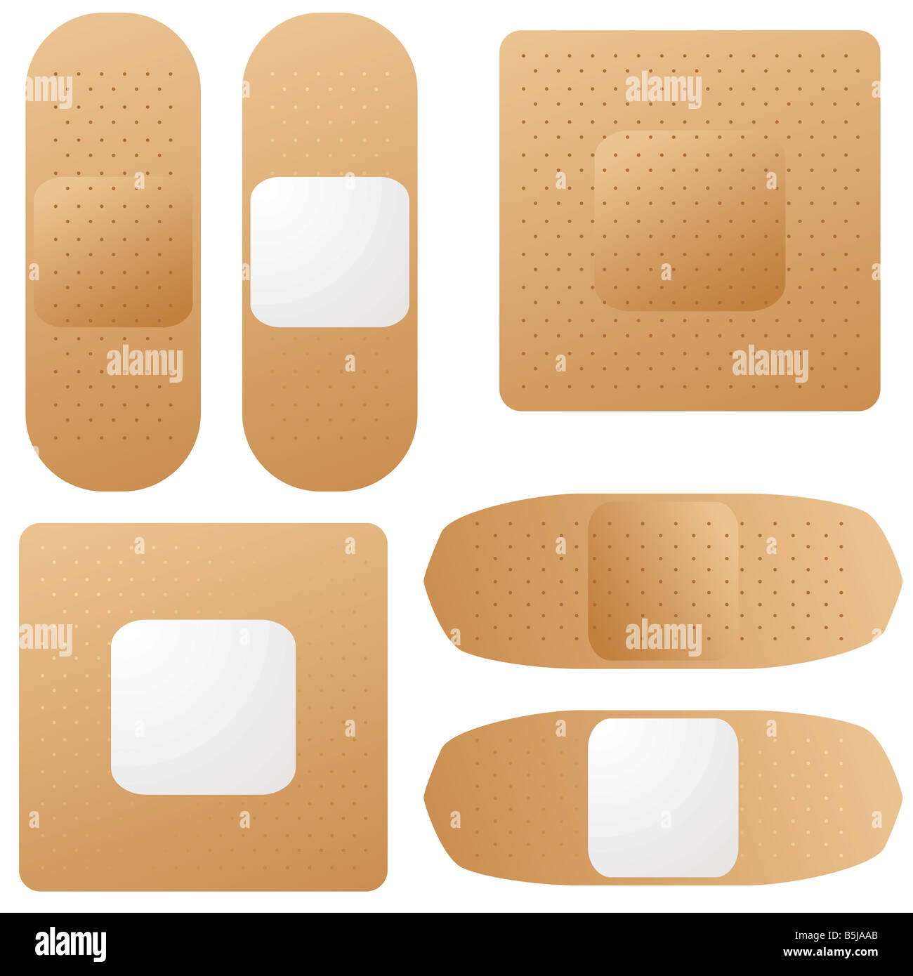 Collection of brown illustrated band aids from both sides Stock Photo ...