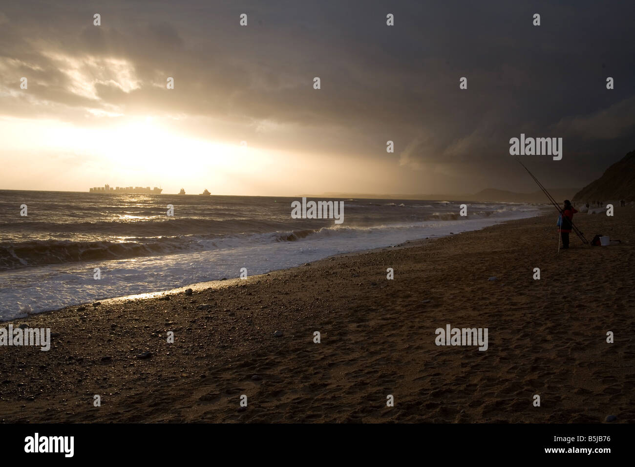 Container ship Napoli sinking into the sea on horizon seen from ...