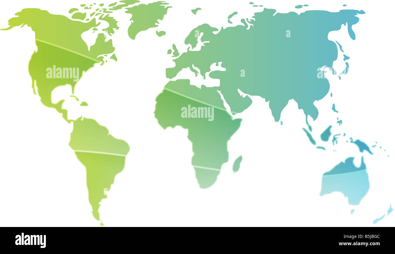 Map of the world illustration simple outline gradient colors Stock ...