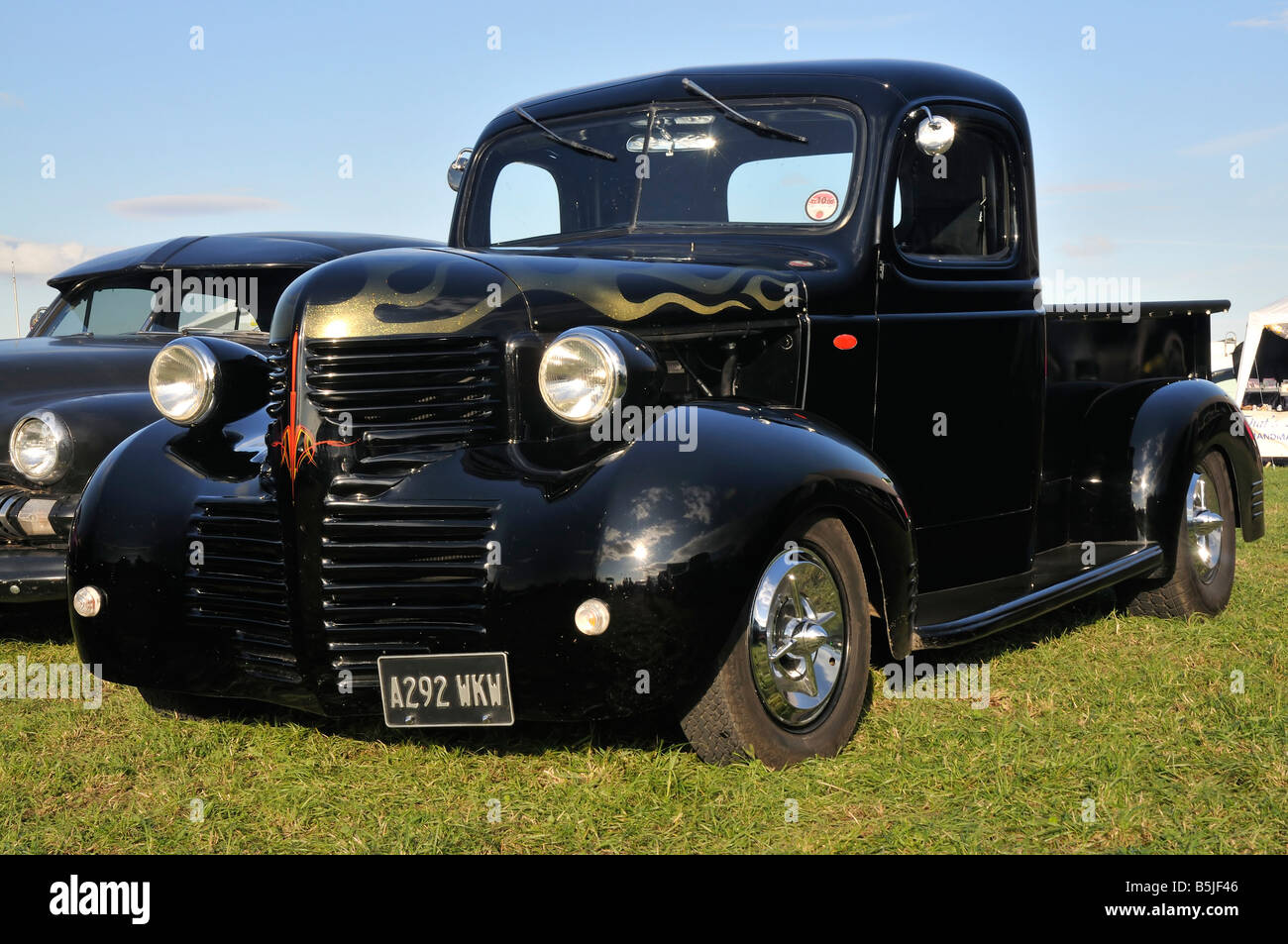 Black Flamed Hotrod Pickup Truck Stock Photo - Alamy