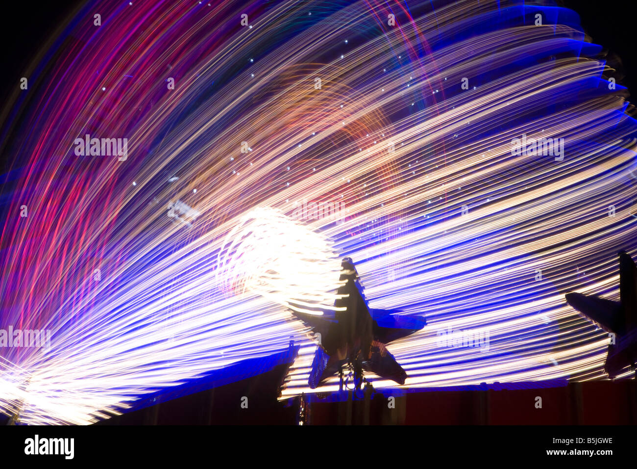 Colourful abstract light and lights fairground tails at night Stock ...