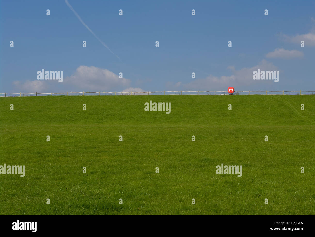 Blue Sky Green Field Grass Hill Stock Photo - Alamy