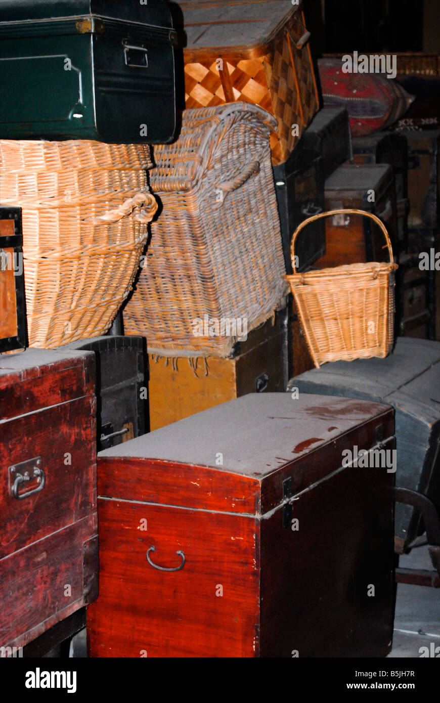 Suitcases and trunks brought by immigrants entering the United States ...