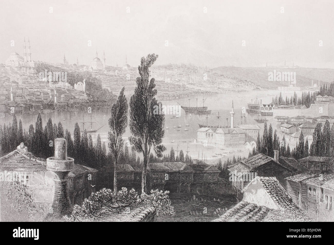 The Arsenal, seen from Pera, Turkey, by W H Bartlett Stock Photo - Alamy