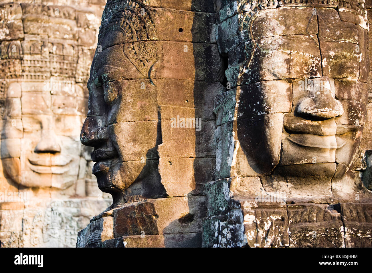 Detail of some of the 216 giant faces at Bayon complex, Angkor Wat ...