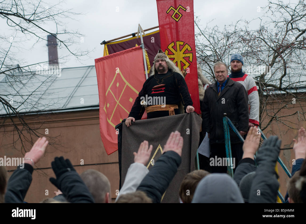 Ultra-nationalist activists making Nazi salutes during their rally in ...