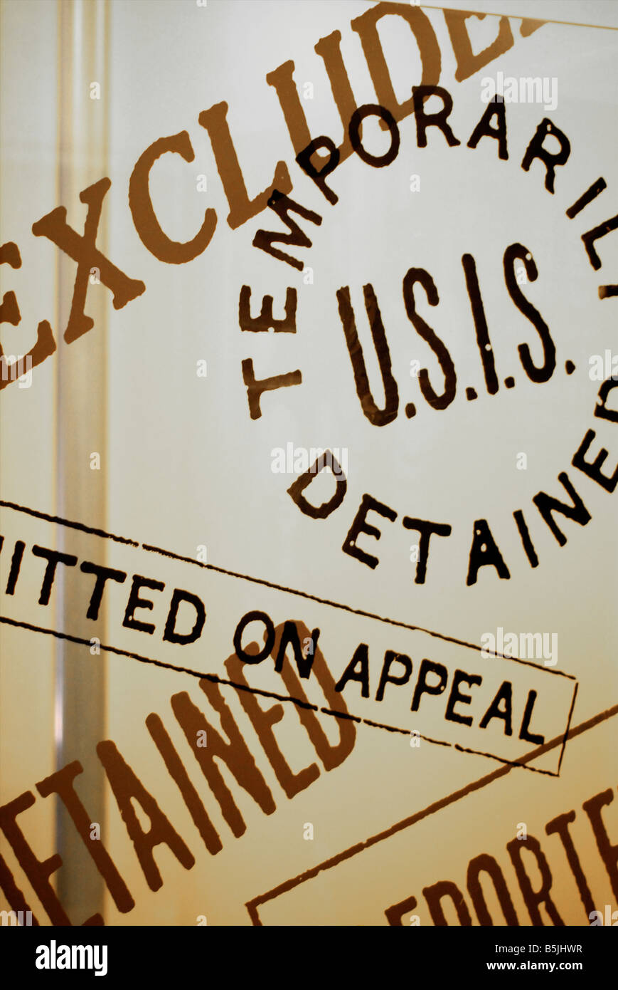 Display of stamps used in Ellis Island Immigration Centre Stock Photo ...