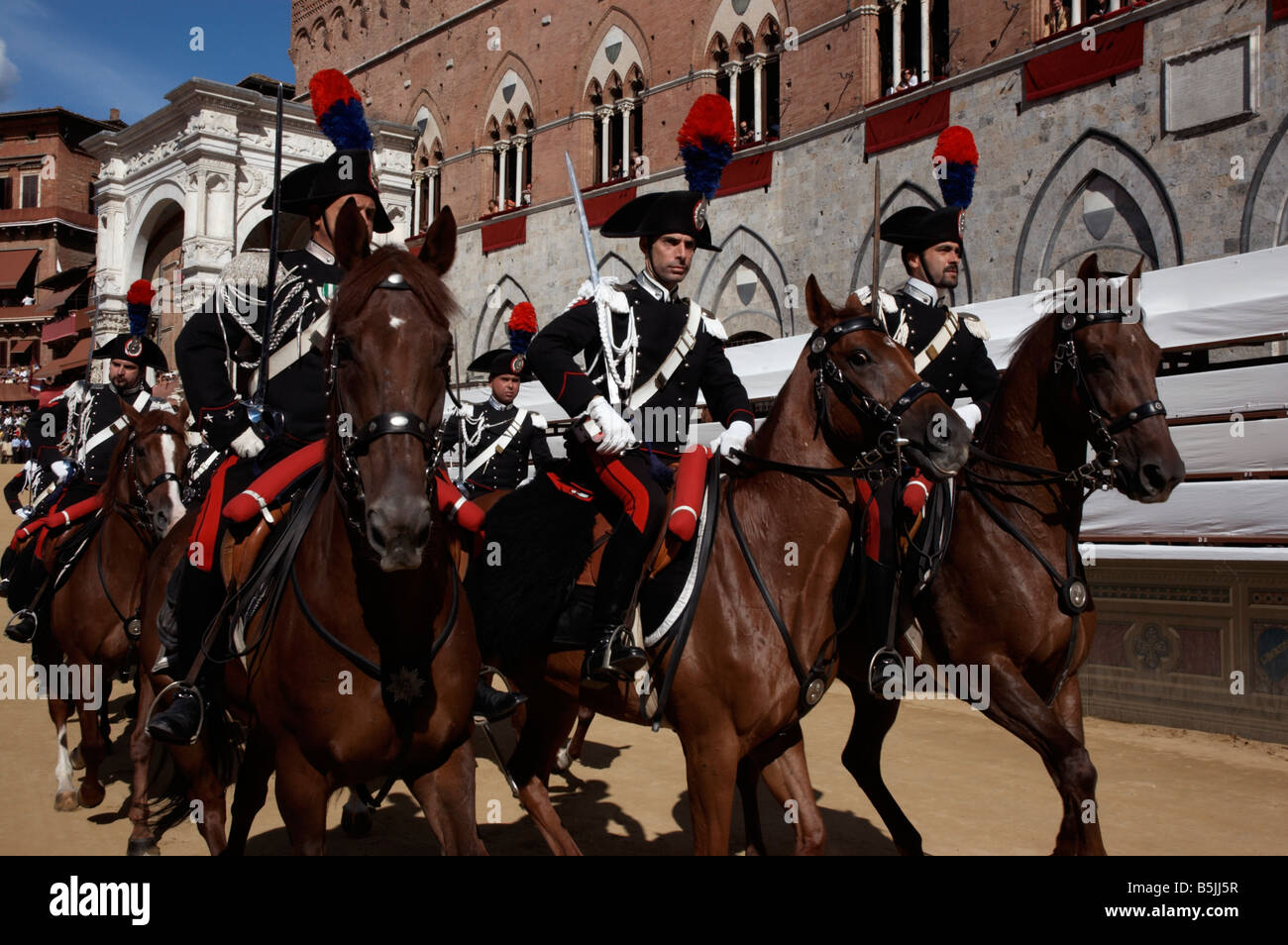 The mounted section of the Italian Carabinieri traditionally charge ...