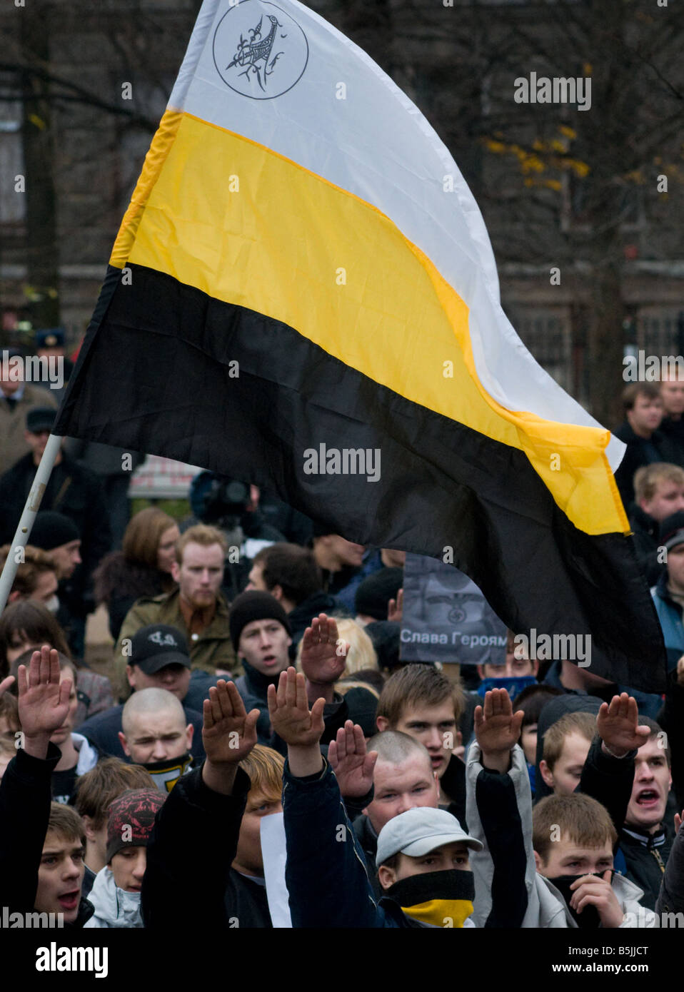 Ultra-nationalist activists making Nazi salutes during their rally in ...