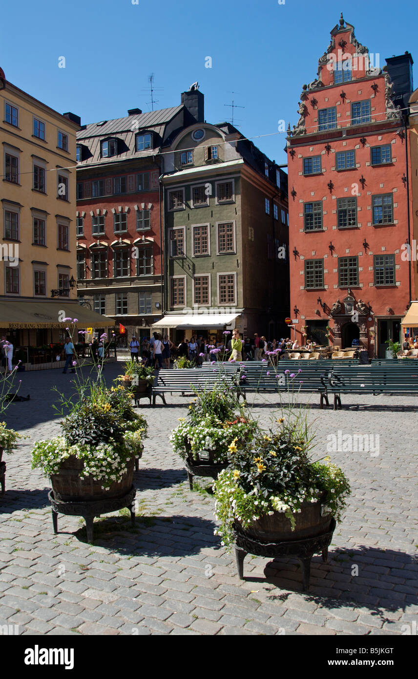 Houses and Restaurants Stortorget Gamla Stan Stockholm Sweden Stock ...