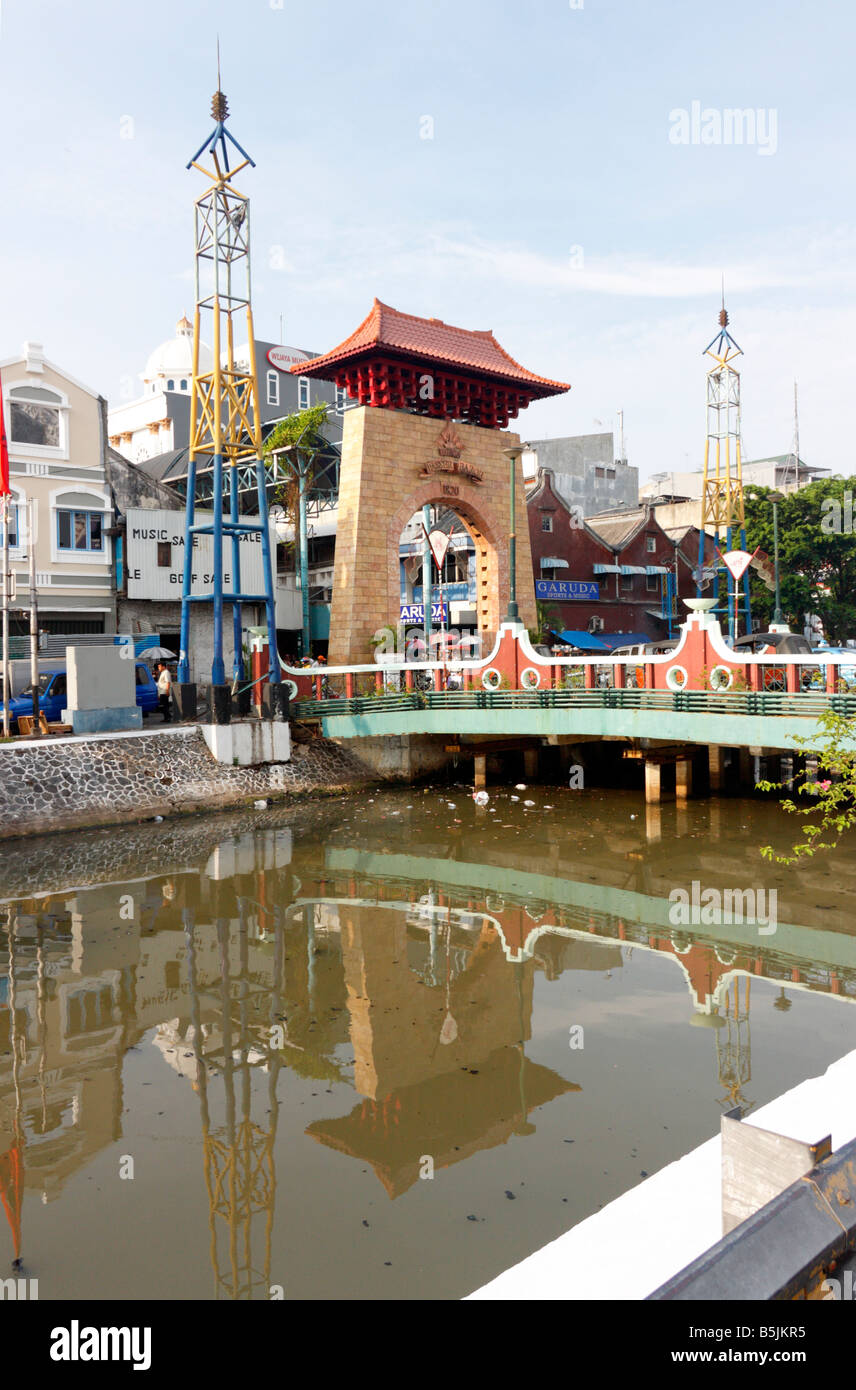 Entrance Gate to Pasar Baru Shopping District and Ciliwung Canal in ...