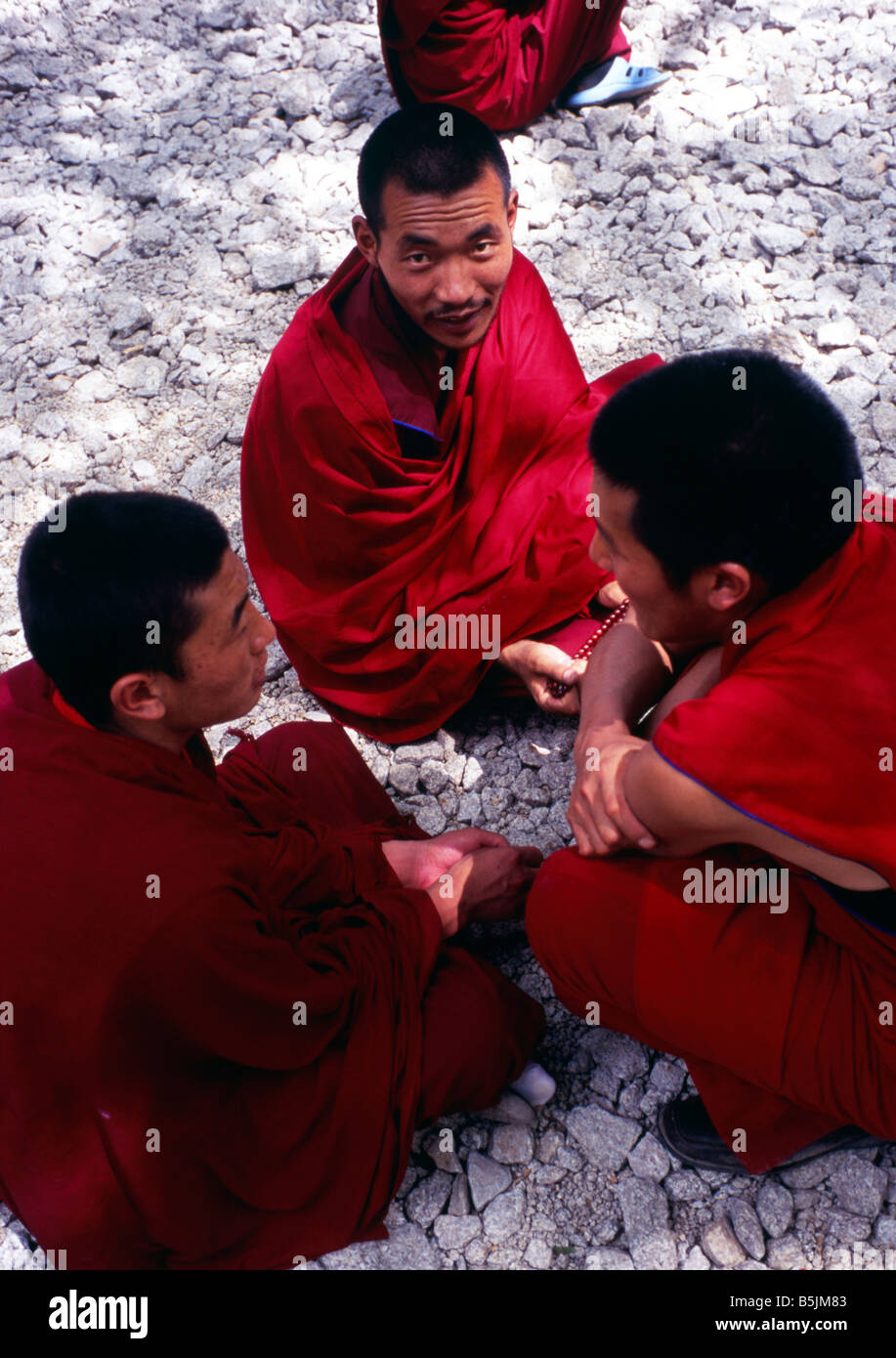 Tibetan monks debating, Deprung monastery, Lhasa Stock Photo - Alamy