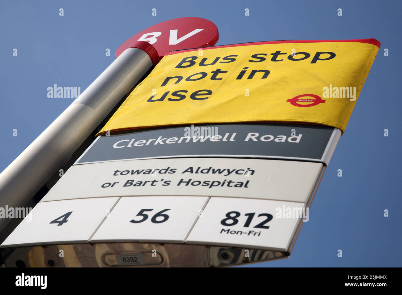 Bus stop suspended for roadworks in London EDITORIAL USE ONLY Stock ...