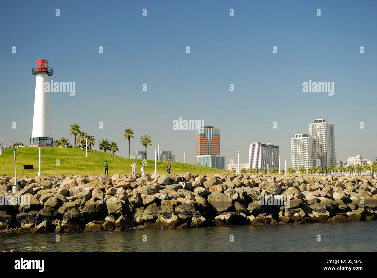 Long Beach lighthouse near Los Angeles with visible layer of smog Stock ...
