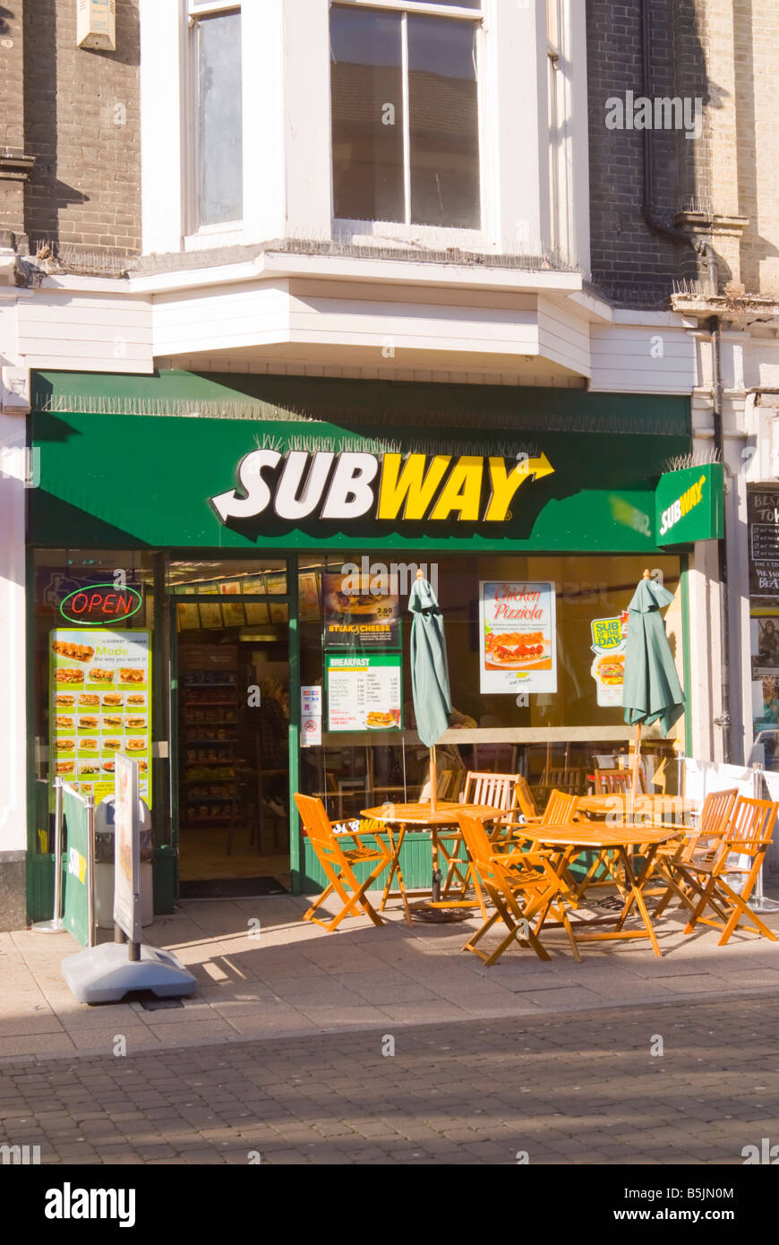 Subway sandwiches and salads restaurant in Lowestoft,Suffolk,Uk Stock ...