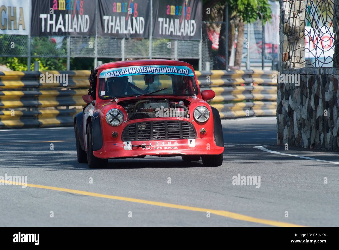Red Mini without a bonnet racing at the city circuit of Bang Saen Speed ...