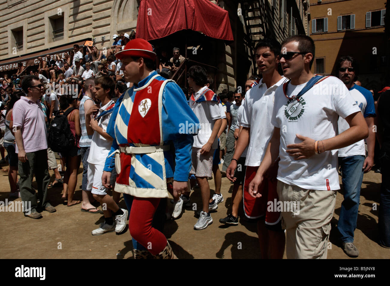 The Pantera Contrada arrive in the Piazza del Campo for the allocation ...