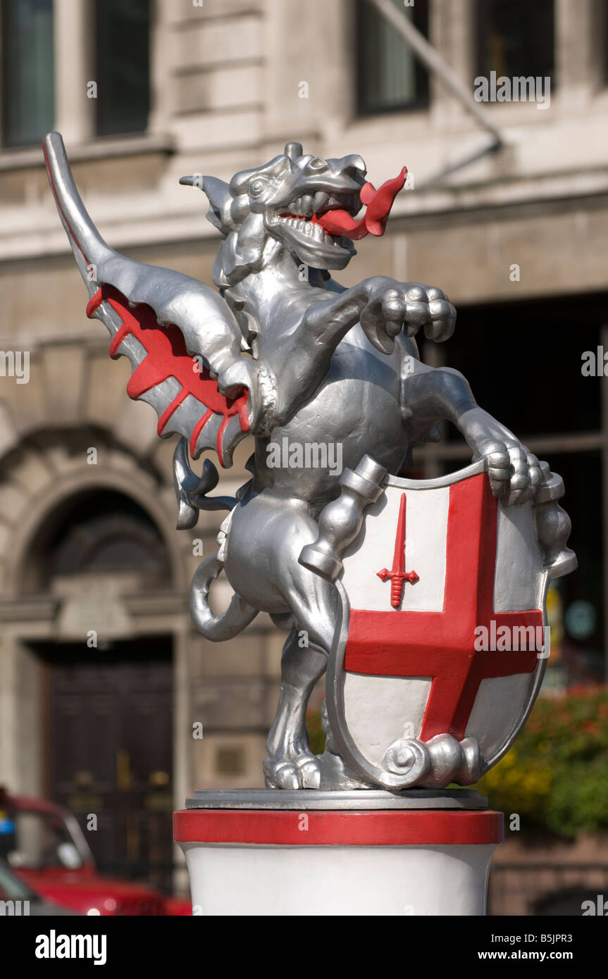 Griffin statue marking the boundary of the City of London, England UK ...