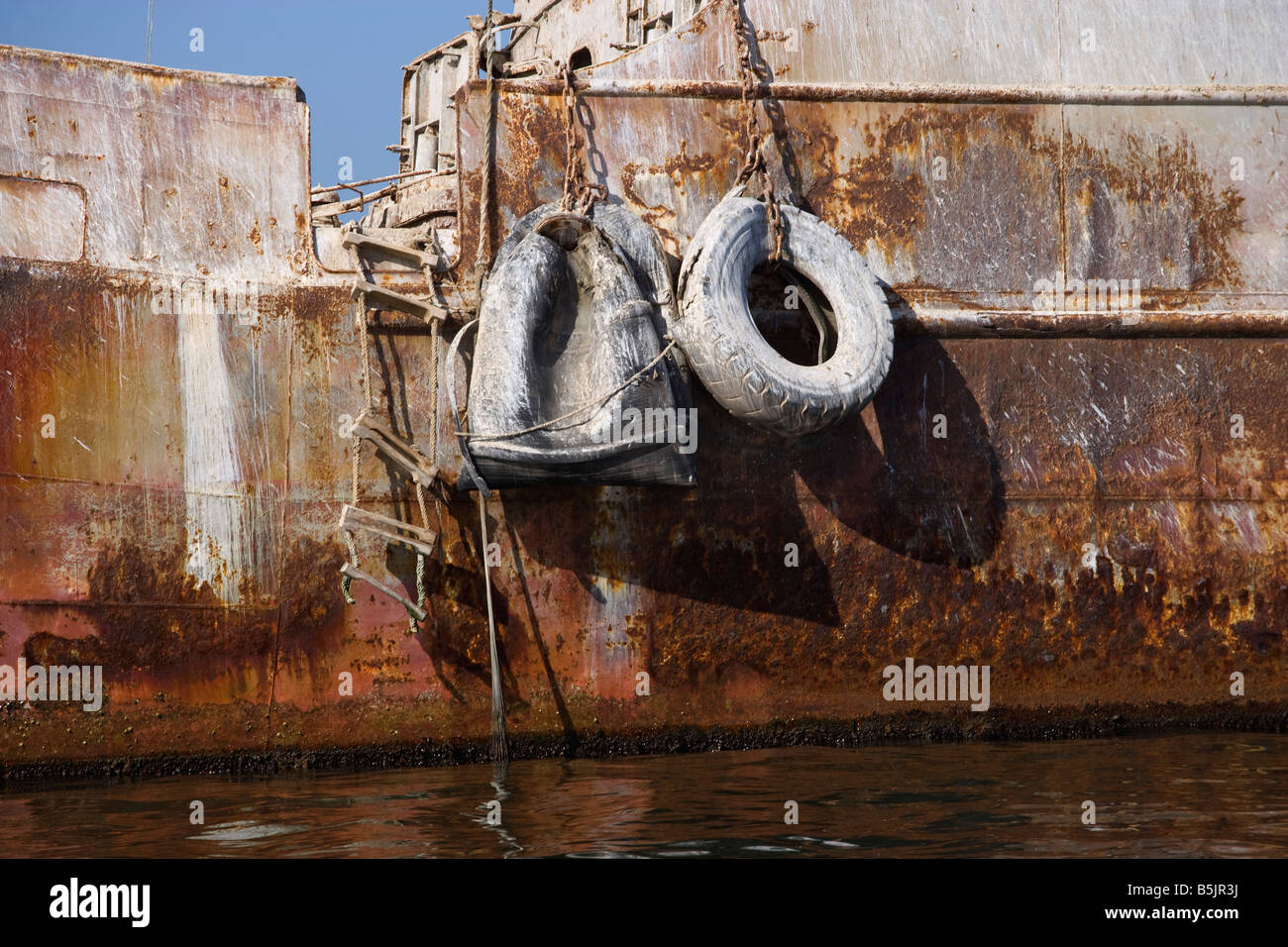 Walwis Bay Namibia environment boat polution pollution Stock Photo - Alamy