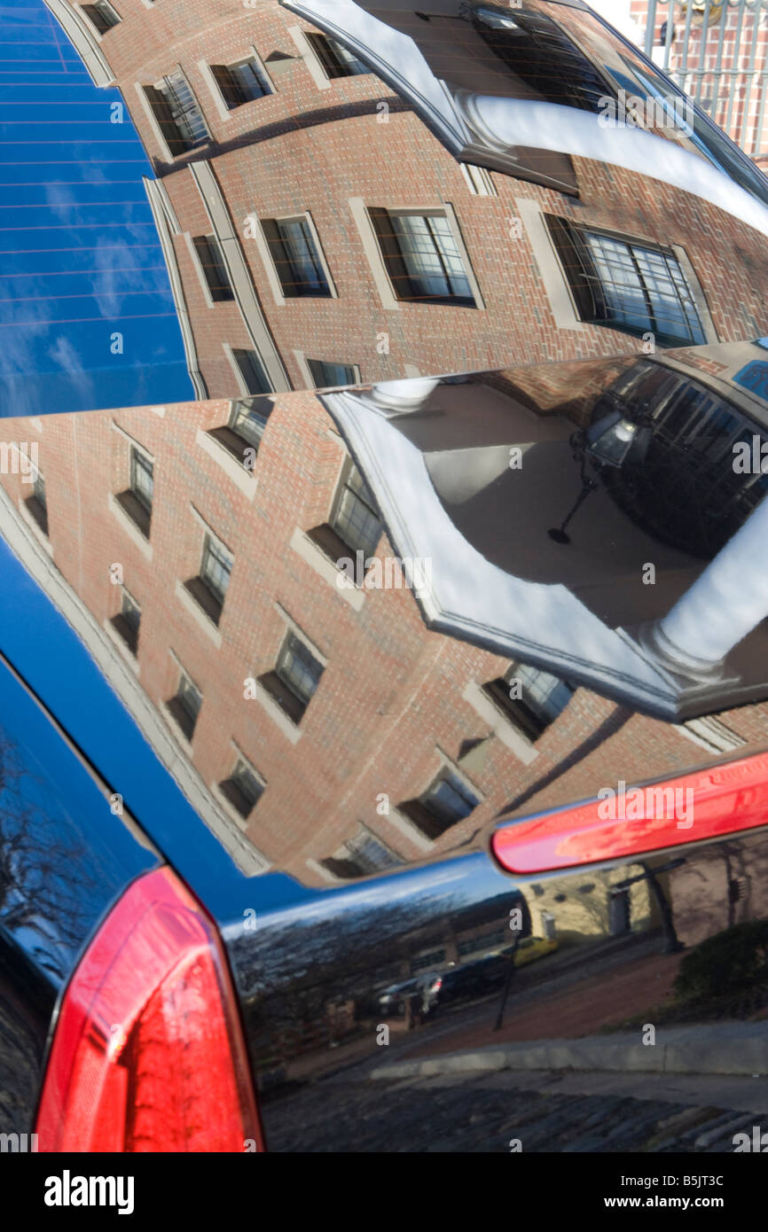 reflection of building in a Cadillac Stock Photo - Alamy
