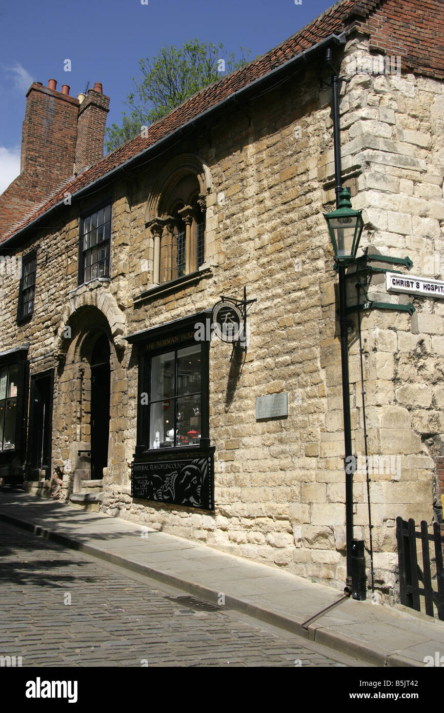 City of Lincoln, England. The 12th century medieval Norman House on ...