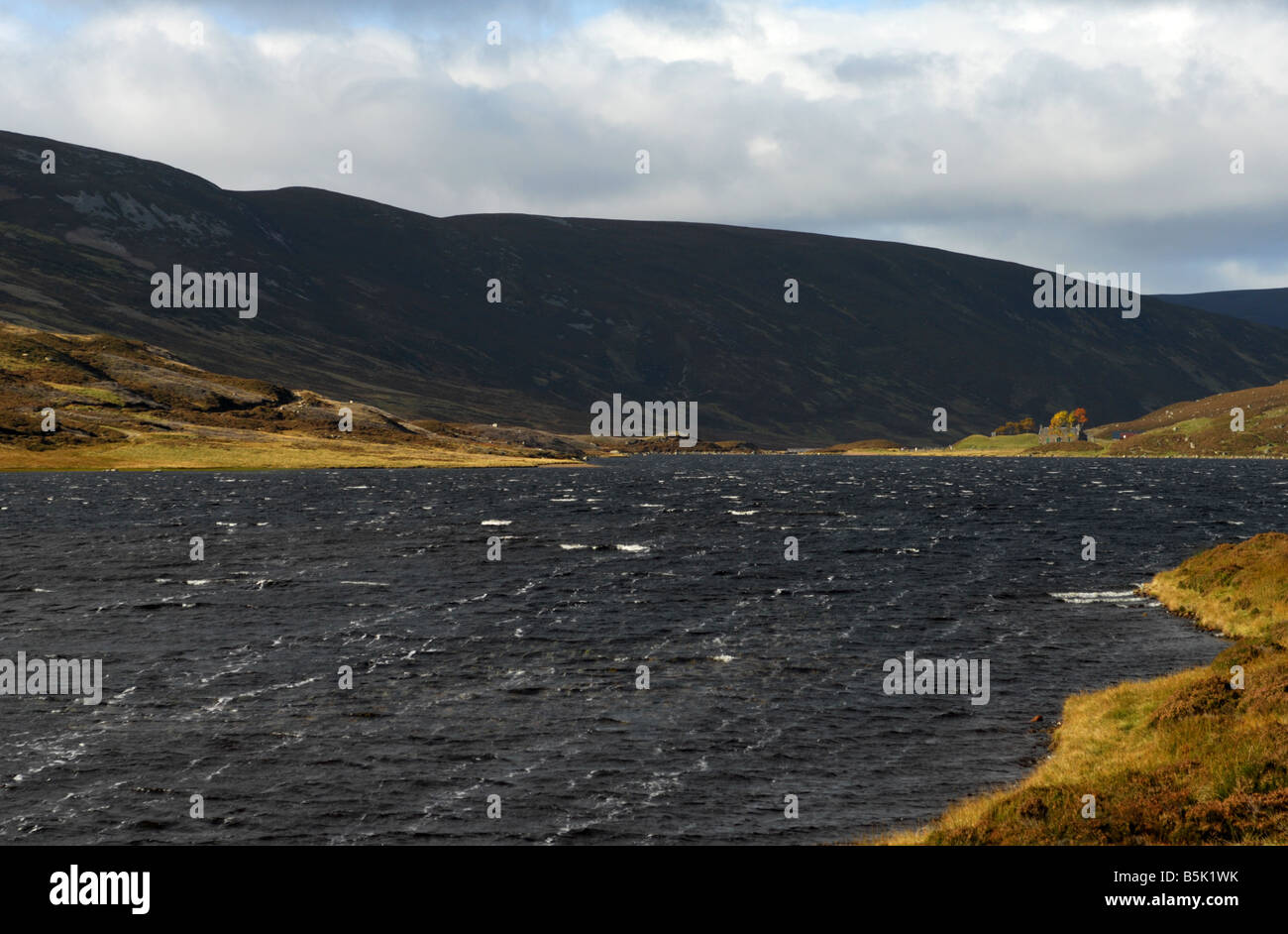 A sunny winter afternoon looking across Loch Callater and the Jocks ...