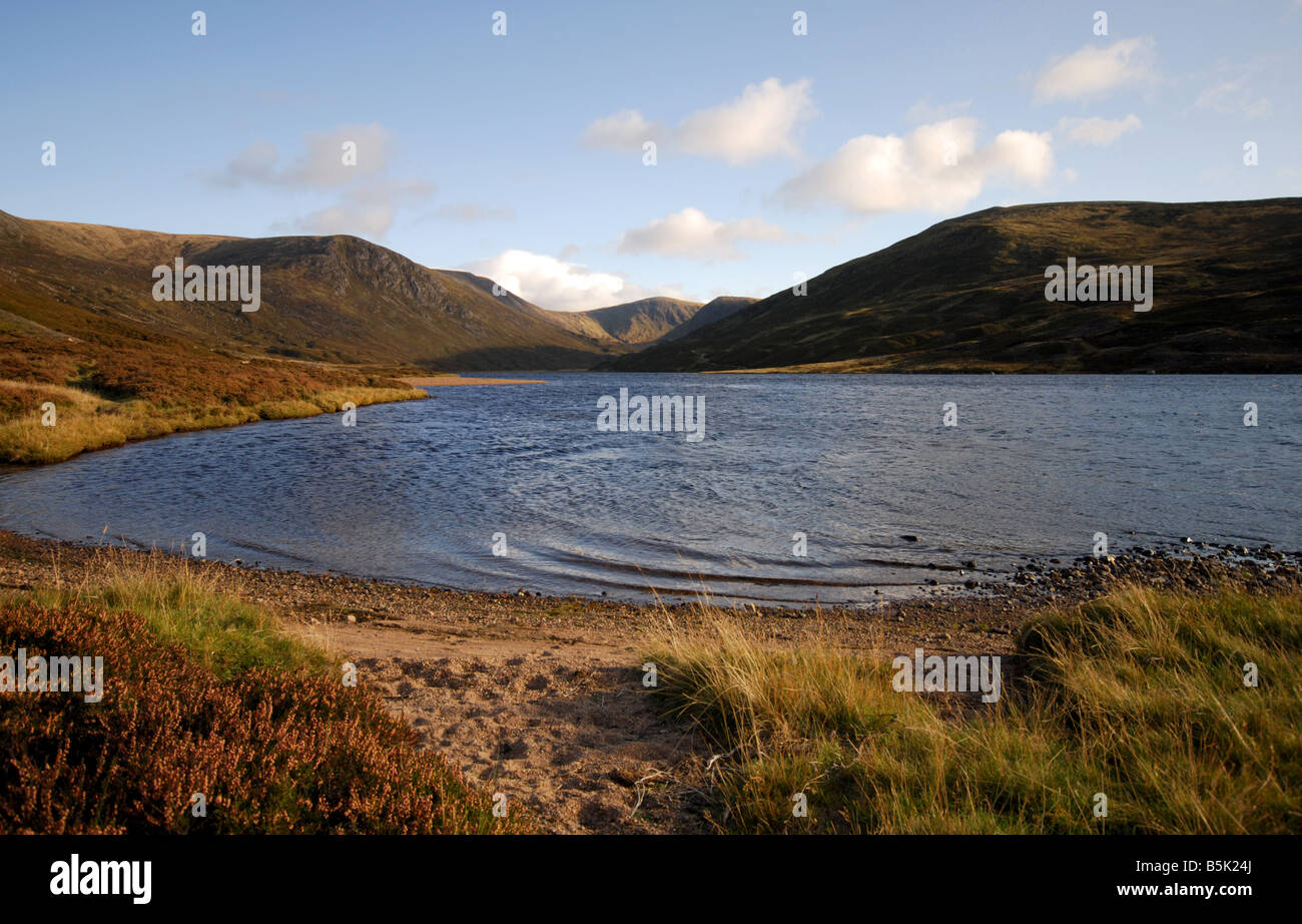 A sunny winter afternoon looking across Loch Callater and the Jocks ...