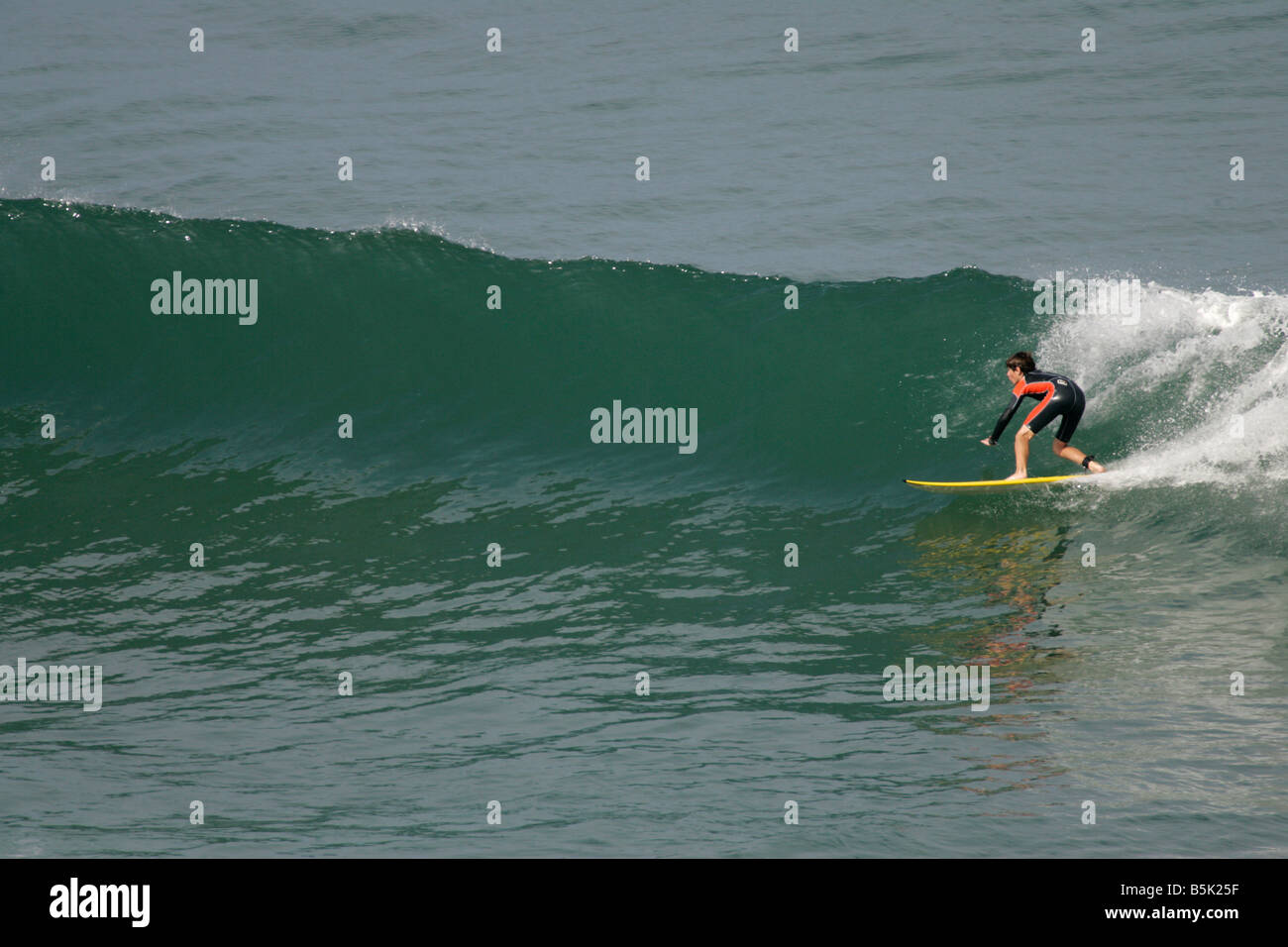 A Young Surfer riding a wave Stock Photo - Alamy
