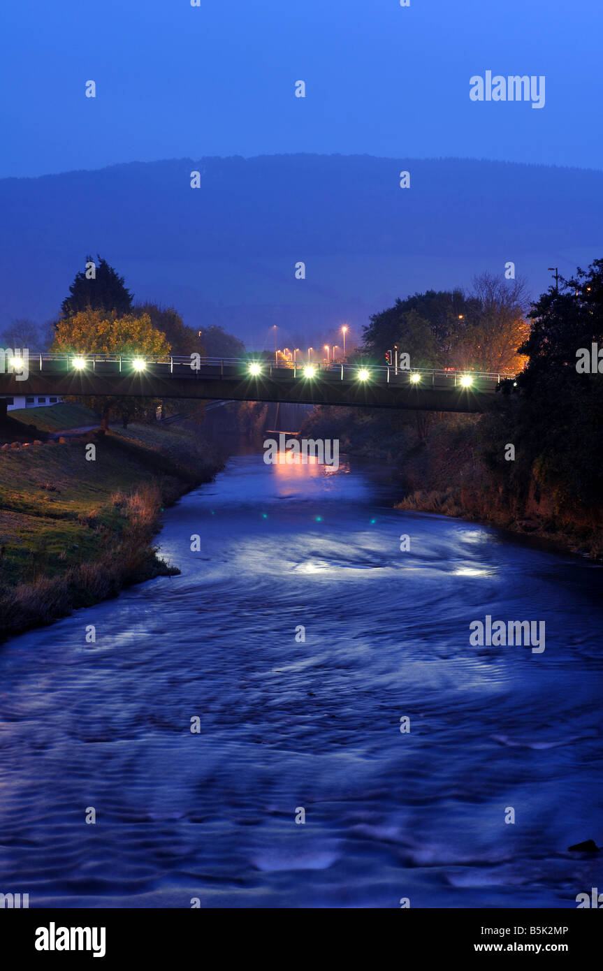 River Monnow from Monnow Bridge, Monmouth, Monmouthshire, Wales, UK ...
