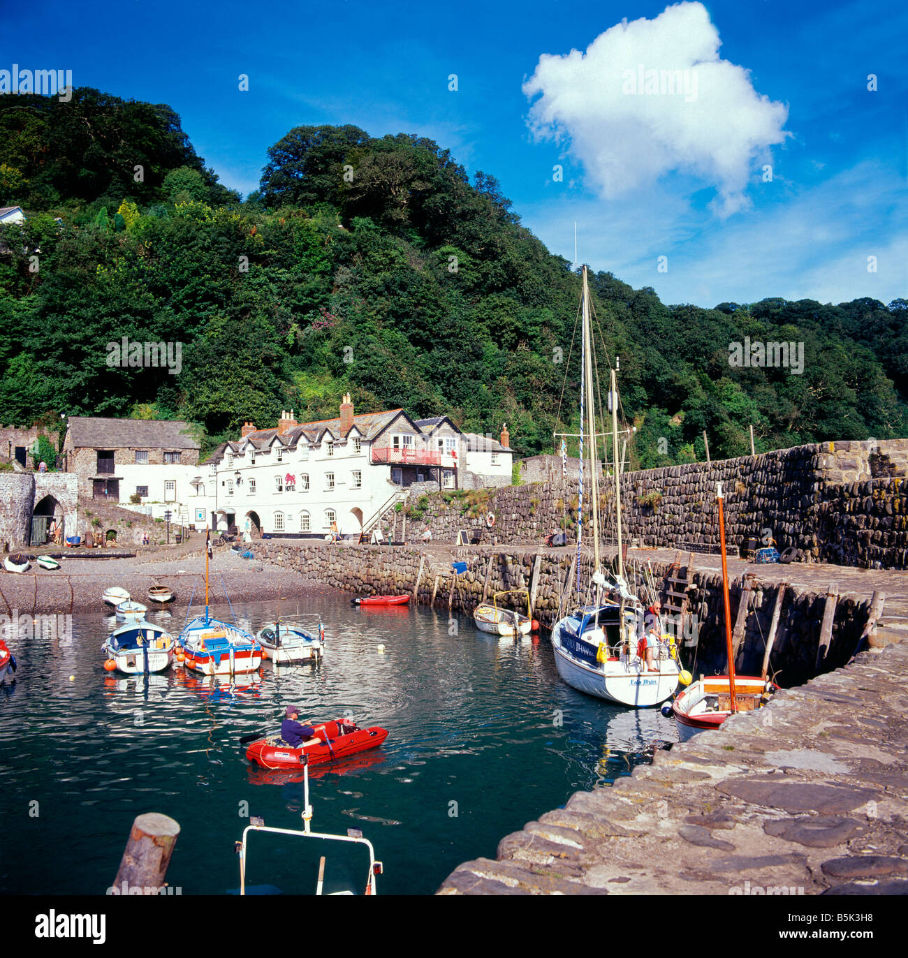 Small harbour with boats and old buildings Stock Photo - Alamy