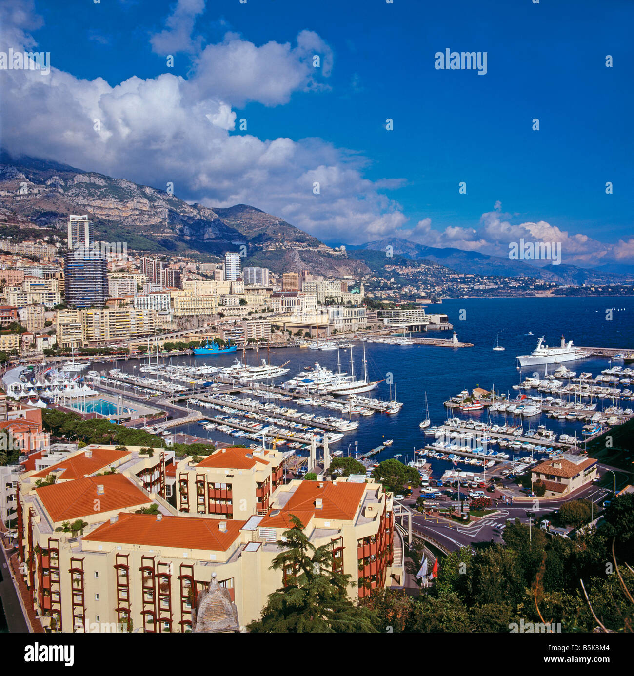 View of Monte Carlo harbour from high point Stock Photo - Alamy