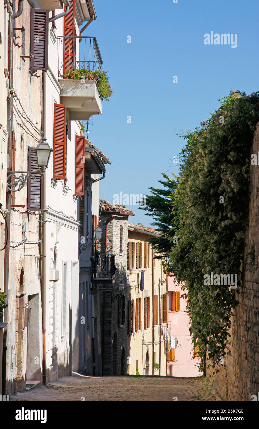 Charming street in Cignoli the hilltown of Le Marche,Italy, called the ...