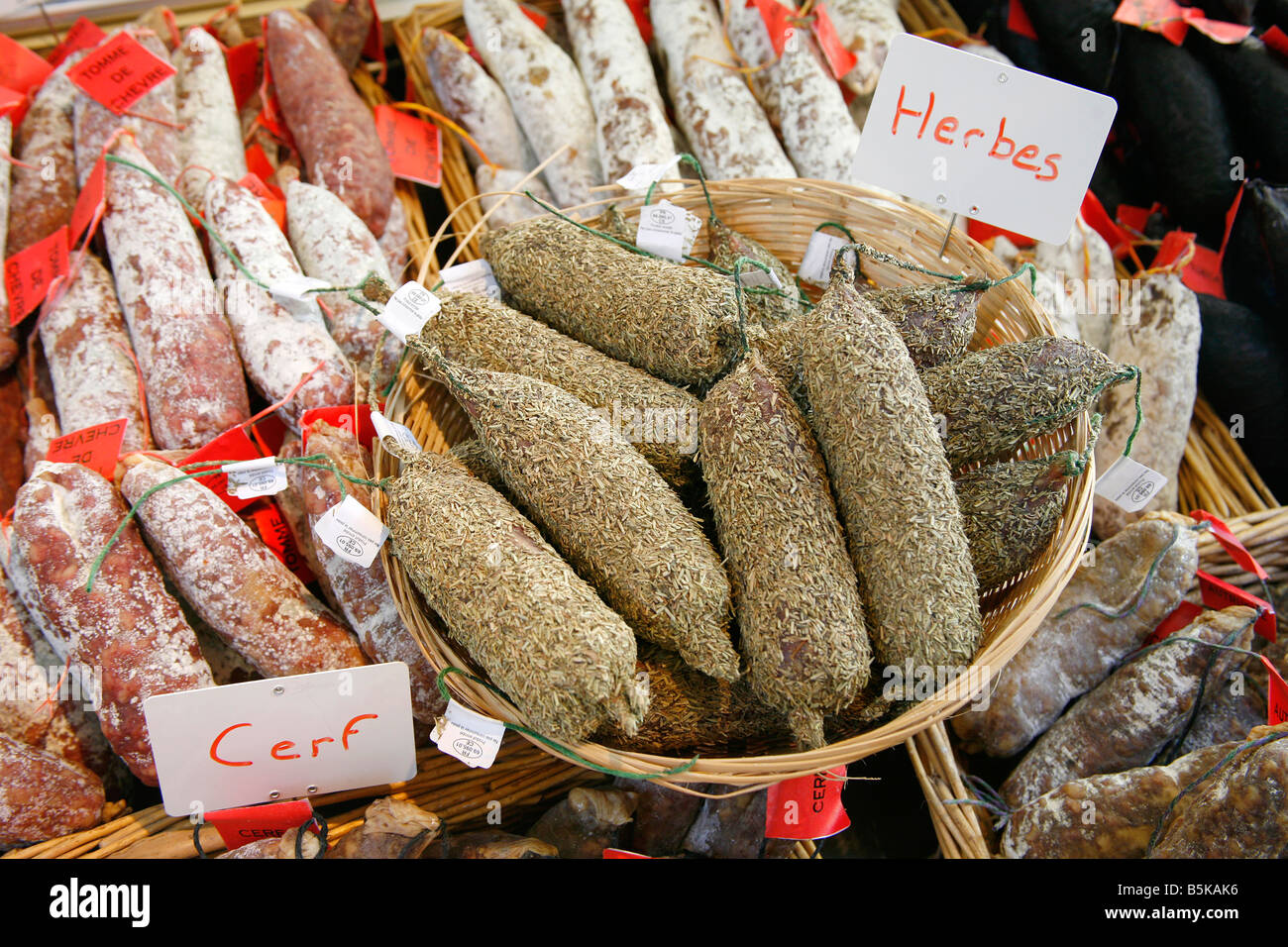 Dried sausage french market hi-res stock photography and images - Alamy