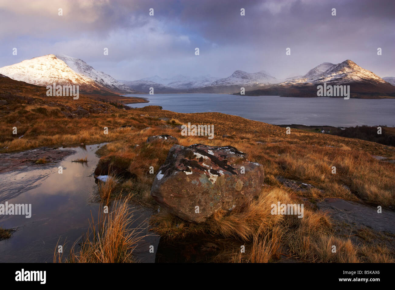 A late winter scene of Upper Loch Torridon and the Torridon range of ...