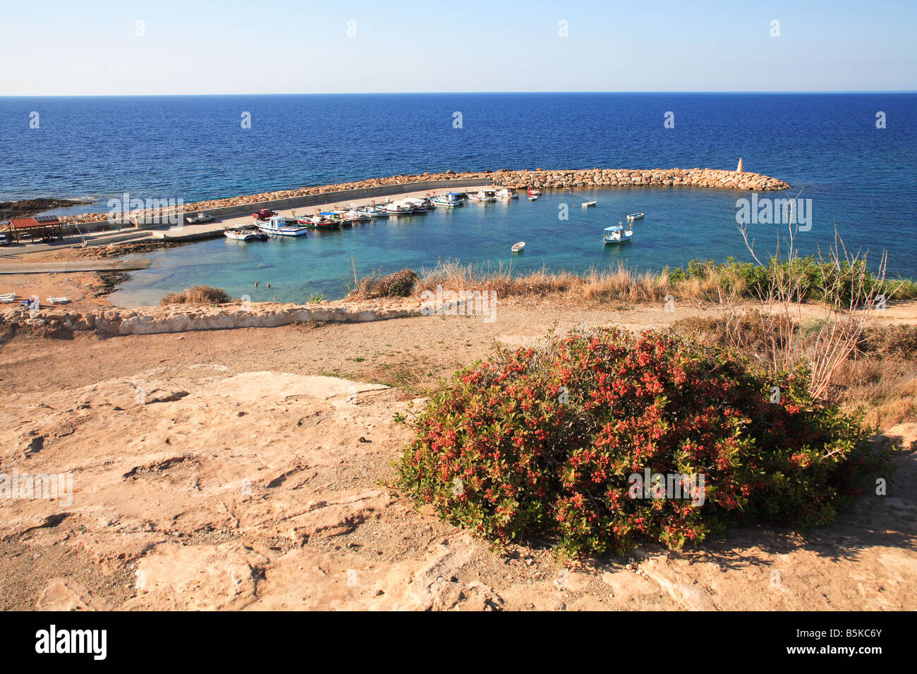 Agios Georgios St. George's Harbour and Cape Drepanum Drepano on the ...