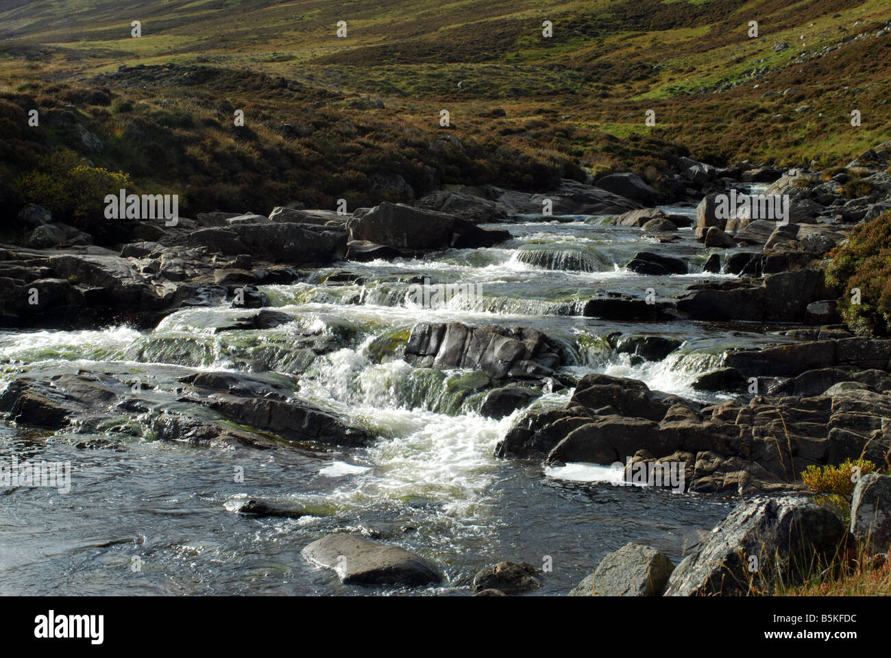 The tumbling waters of Callater Burn as it flows from the Loch of the ...