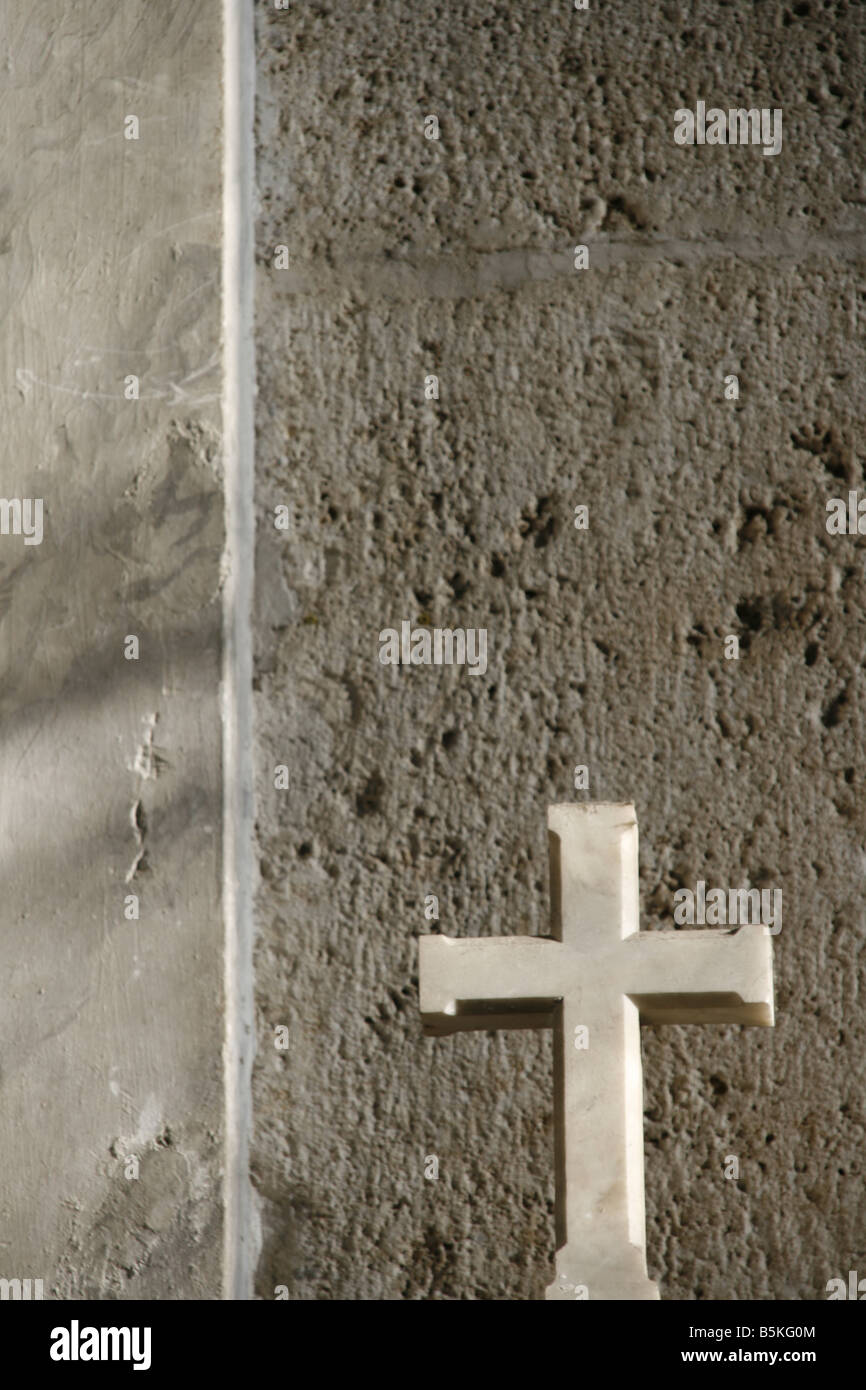 marble stone cross in church in rome italy Stock Photo - Alamy