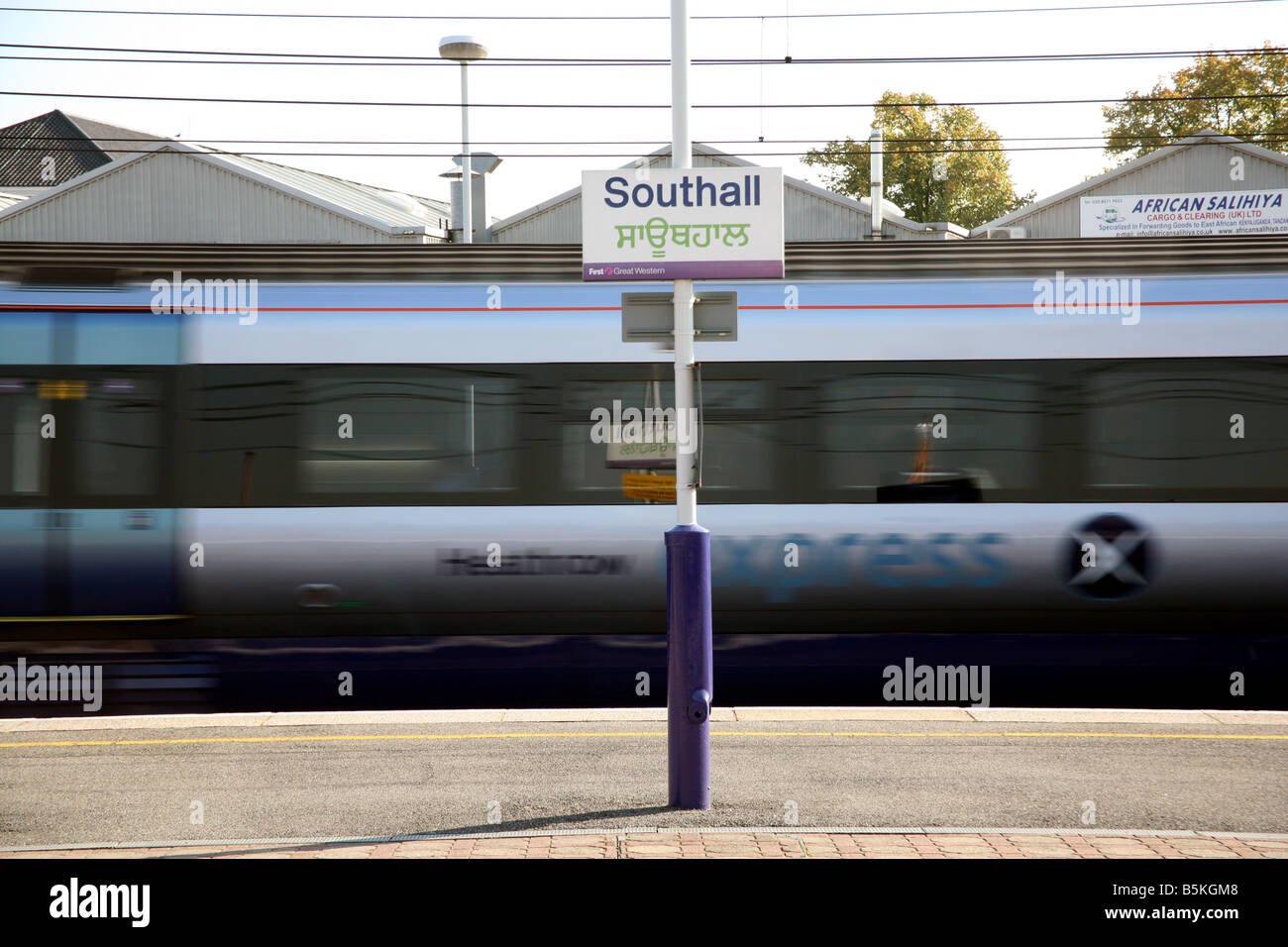Heathrow Express passes through Southall station London Stock Photo - Alamy