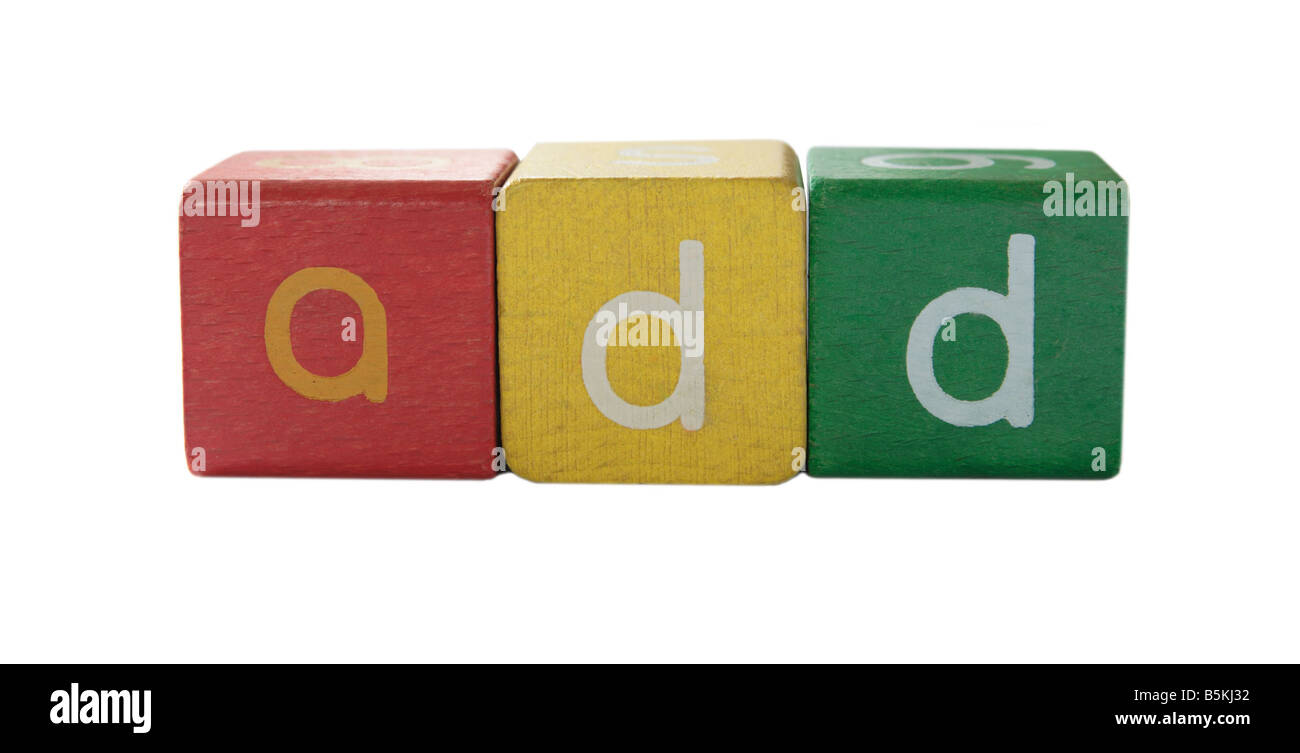 the word 'add' in colorful children's blocks Stock Photo - Alamy