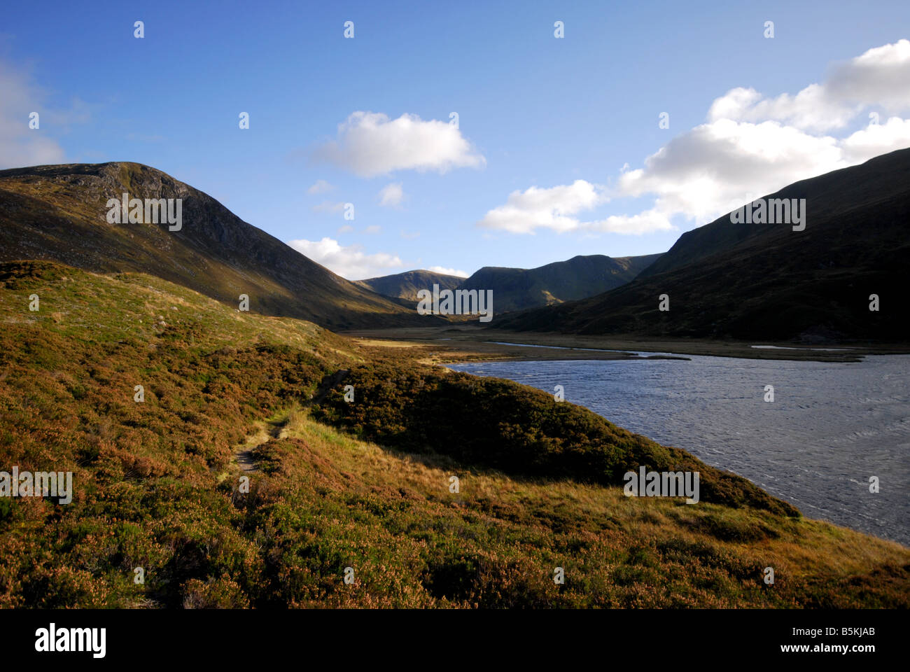 The Jocks Road long distance footpath running alongside Loch Callater ...