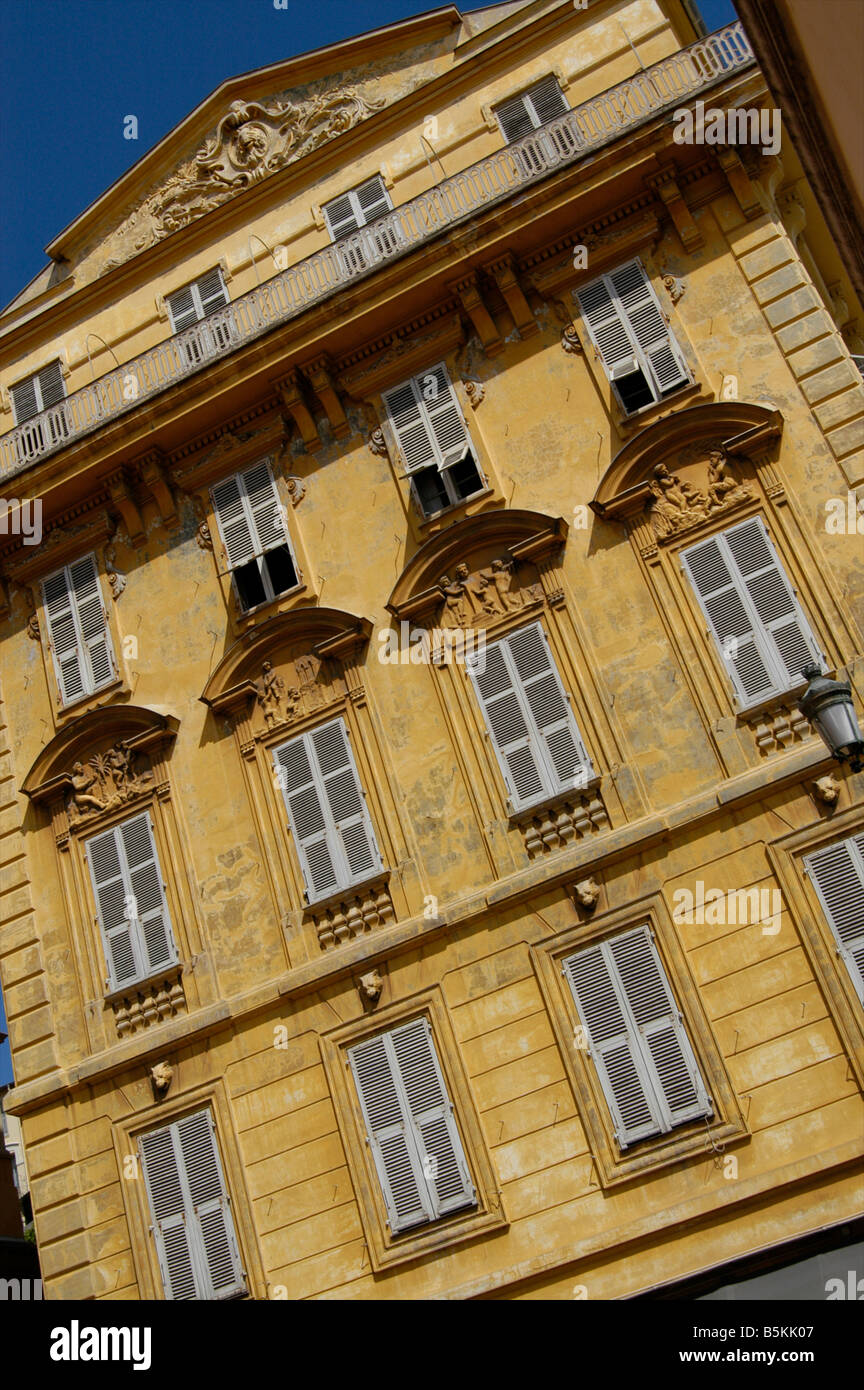 Classical yellow building at an angle in nice france hi-res stock ...