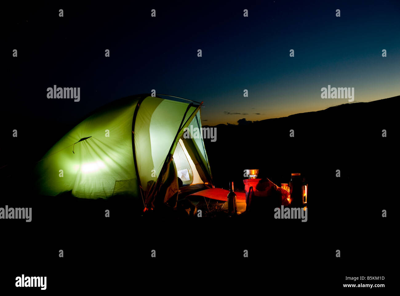 Tent at dusk Stock Photo - Alamy