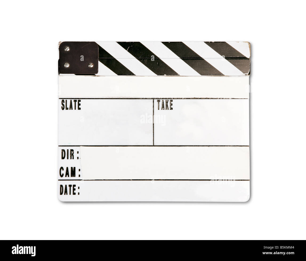 Real clap board with wear and tear isolated on white background Stock ...