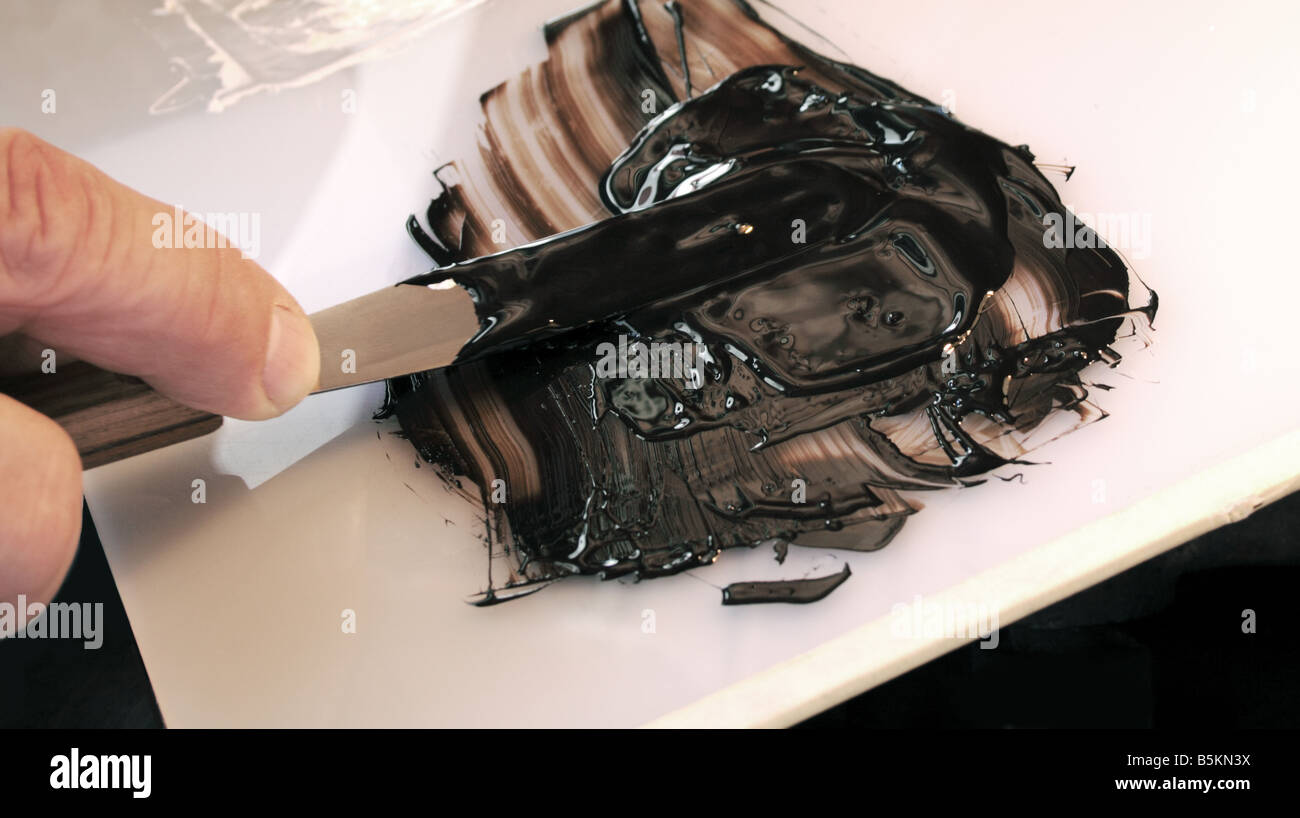 mixing letterpress ink Stock Photo - Alamy