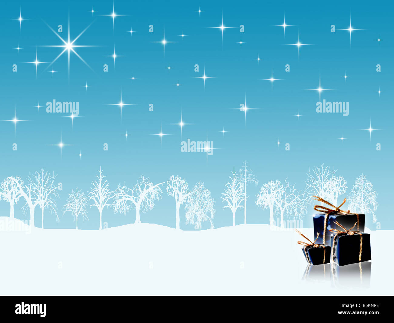 Winter holiday background with presents in front Stock Photo - Alamy