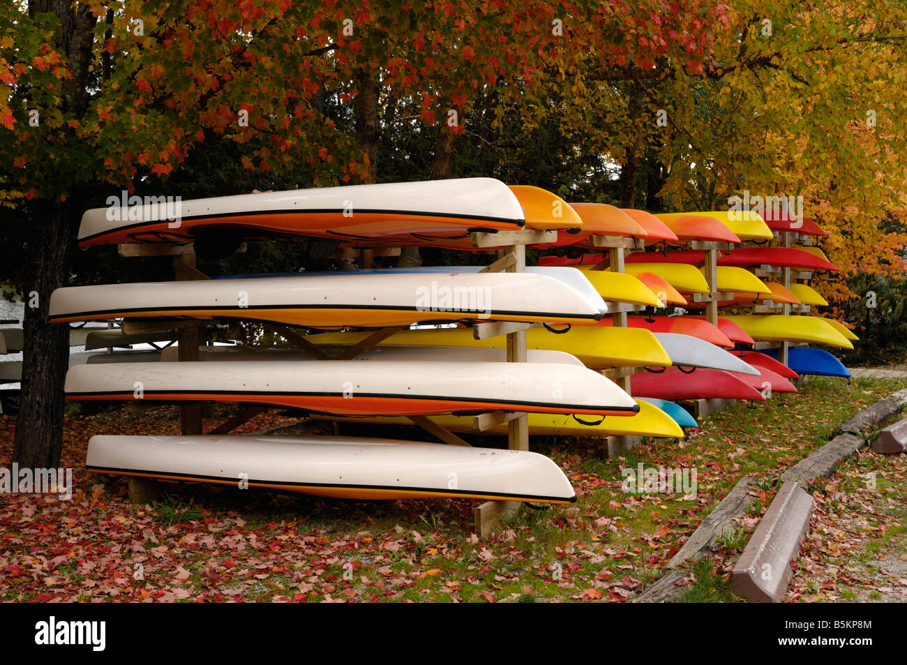 Stacked kayaks hi-res stock photography and images - Alamy